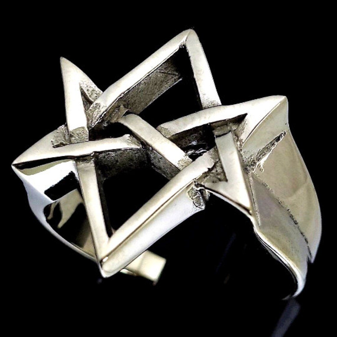 Sterling Silver Ring Aquarian Star Atlantis Unicursal Hexagram | Etsy