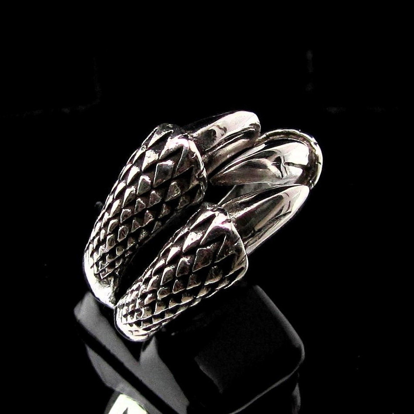 Sterling Silver Dragon Claw Ring With Three Talons Medieval - Etsy