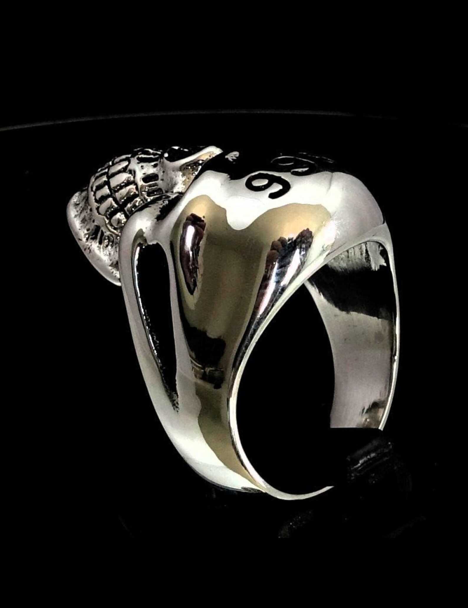 Sterling silver Skull ring 666 Mark of the Devil Anti Christ | Etsy