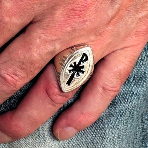 Sterling Silver Chi Rho XP Ring Early Christian Monogram Warrior Cross ...