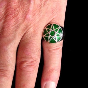 Sterling Silver Wicca Ring Fairy Elven Star on Dome Pagan Witchcraft ...