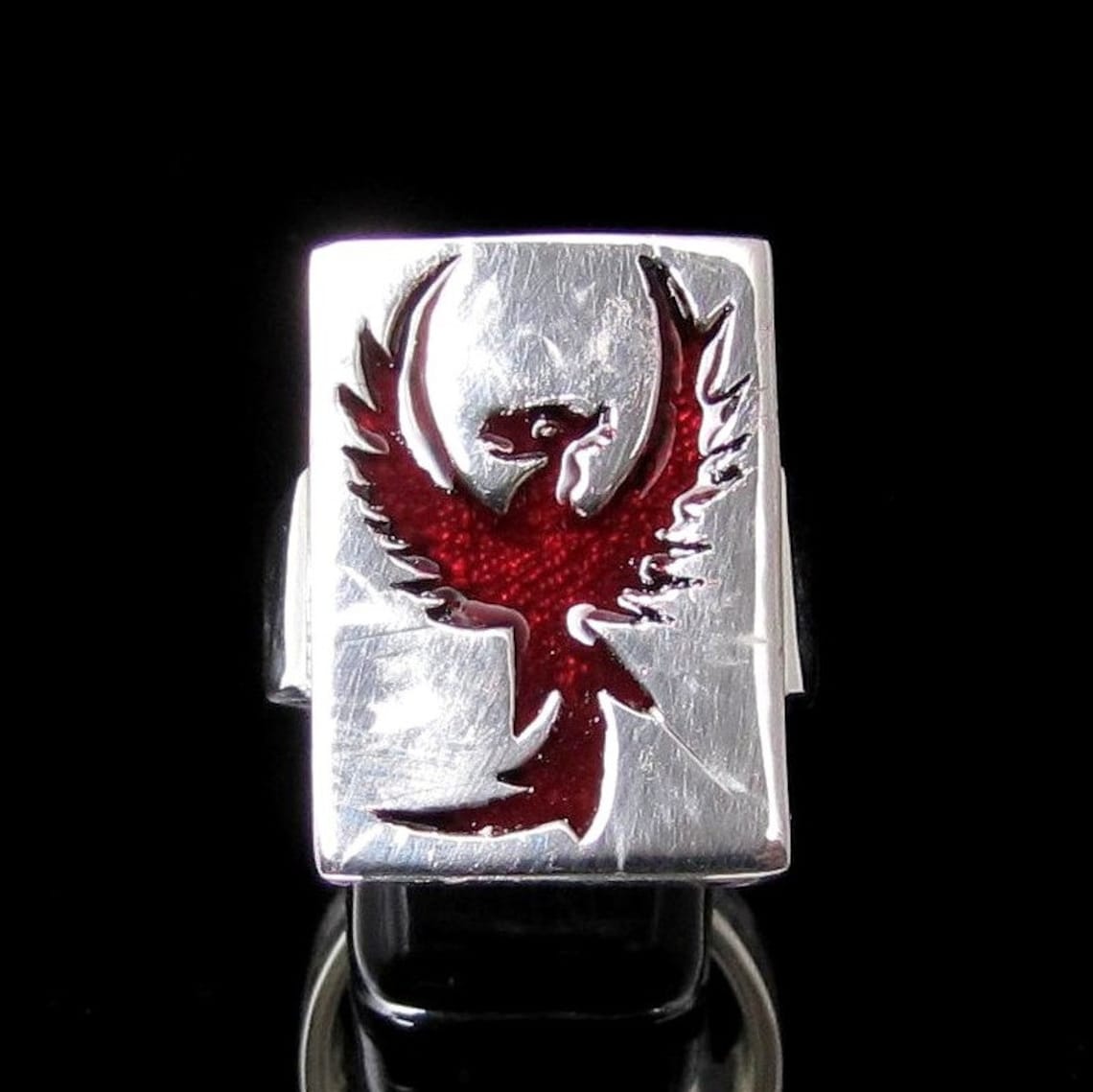 Sterling Silver Phoenix Ring Mythical Fire Bird Rising From - Etsy