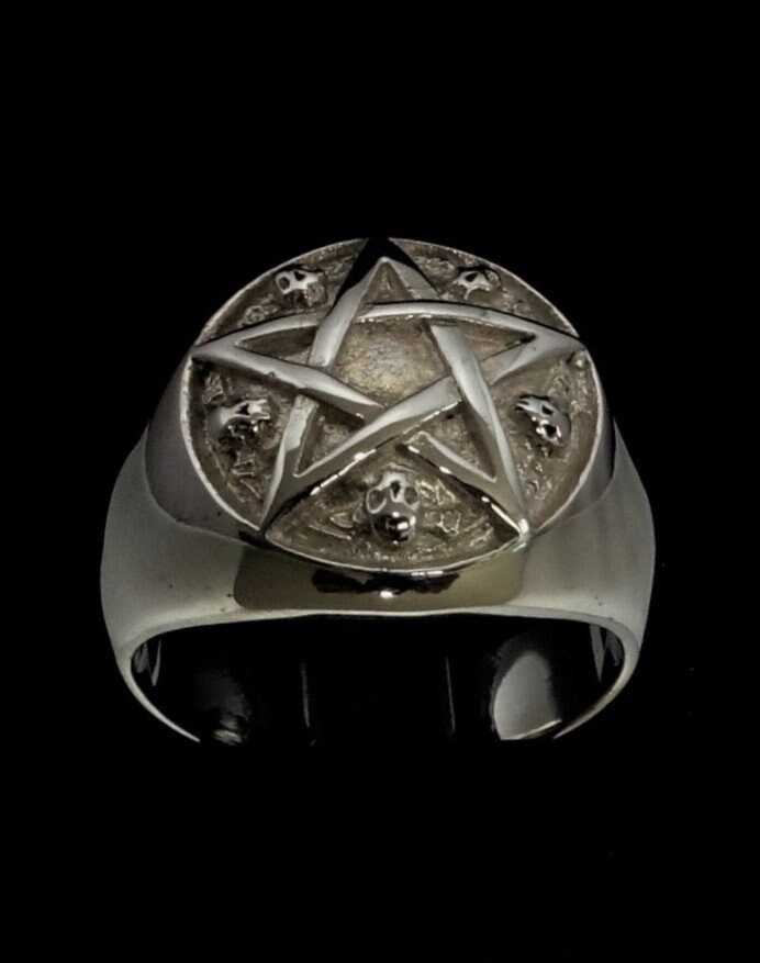Sterling silver Occult symbol ring Pentagram and 5 Celtic | Etsy