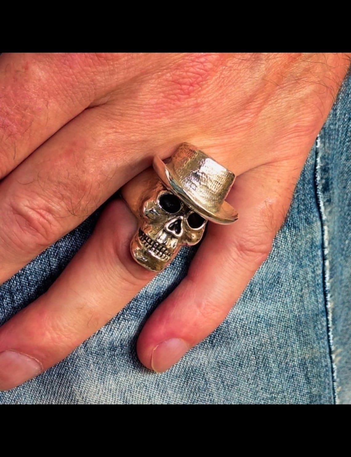 Sterling silver ring Wild West Cowboy Skull with Hat high | Etsy
