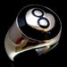 Sterling Silver Ring Black Eight Ball Pool Billiards With Black Enamel ...