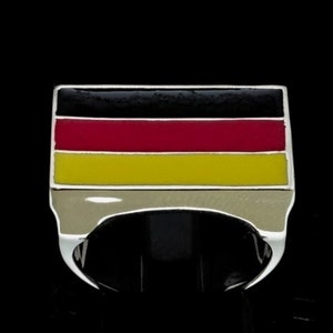 Sterling silver German Flag ring Germany with Black Red and | Etsy