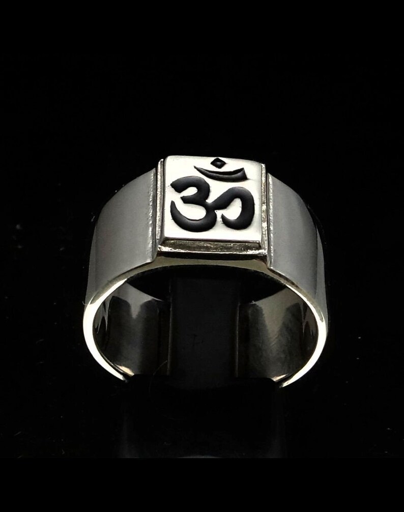 Sterling Silver Buddhist Ring Ohm Symbol Buddhism in Black | Etsy