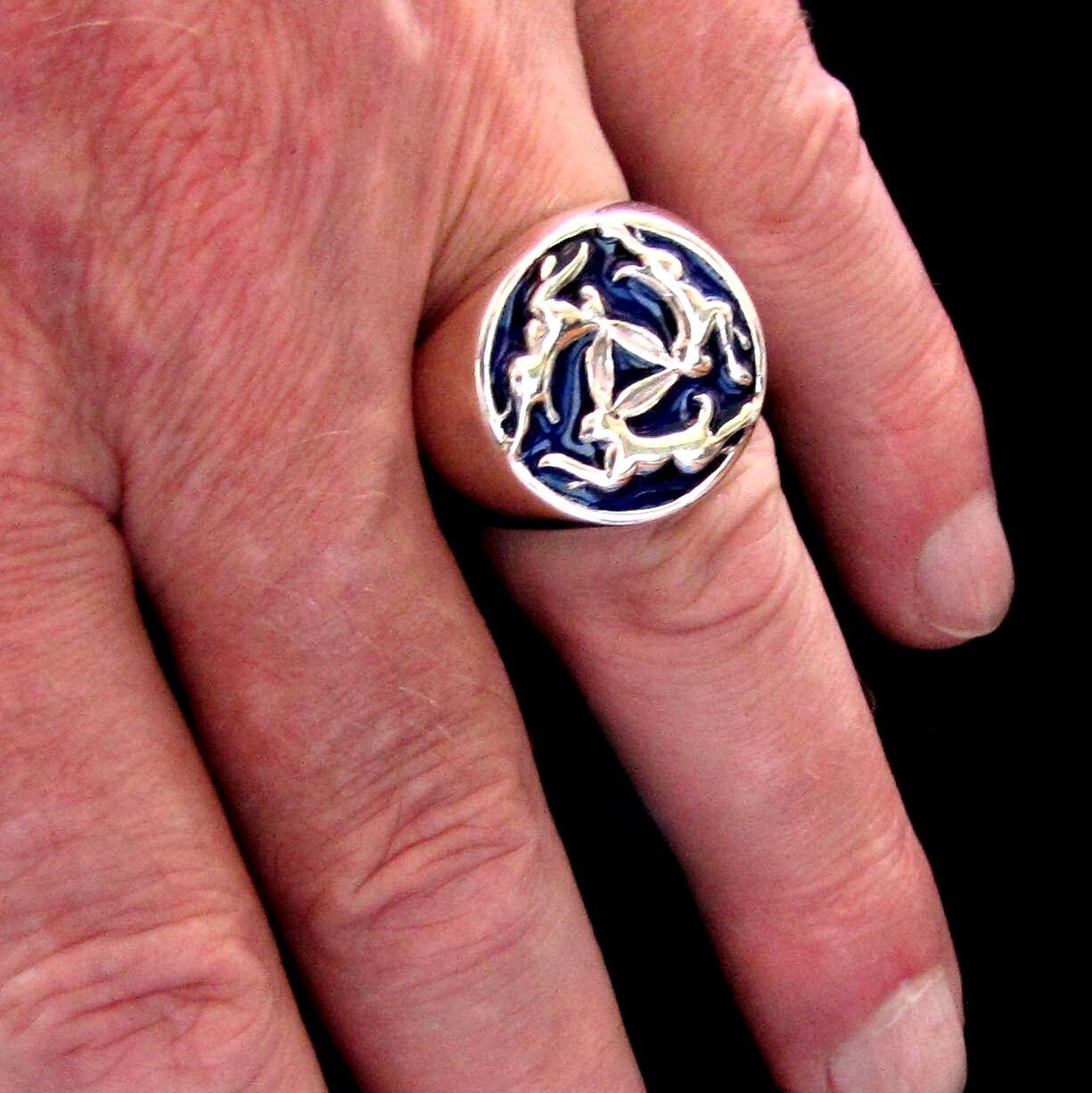 Sterling Silver Ring Three Hares in Circle the Tinners Rabbits - Etsy