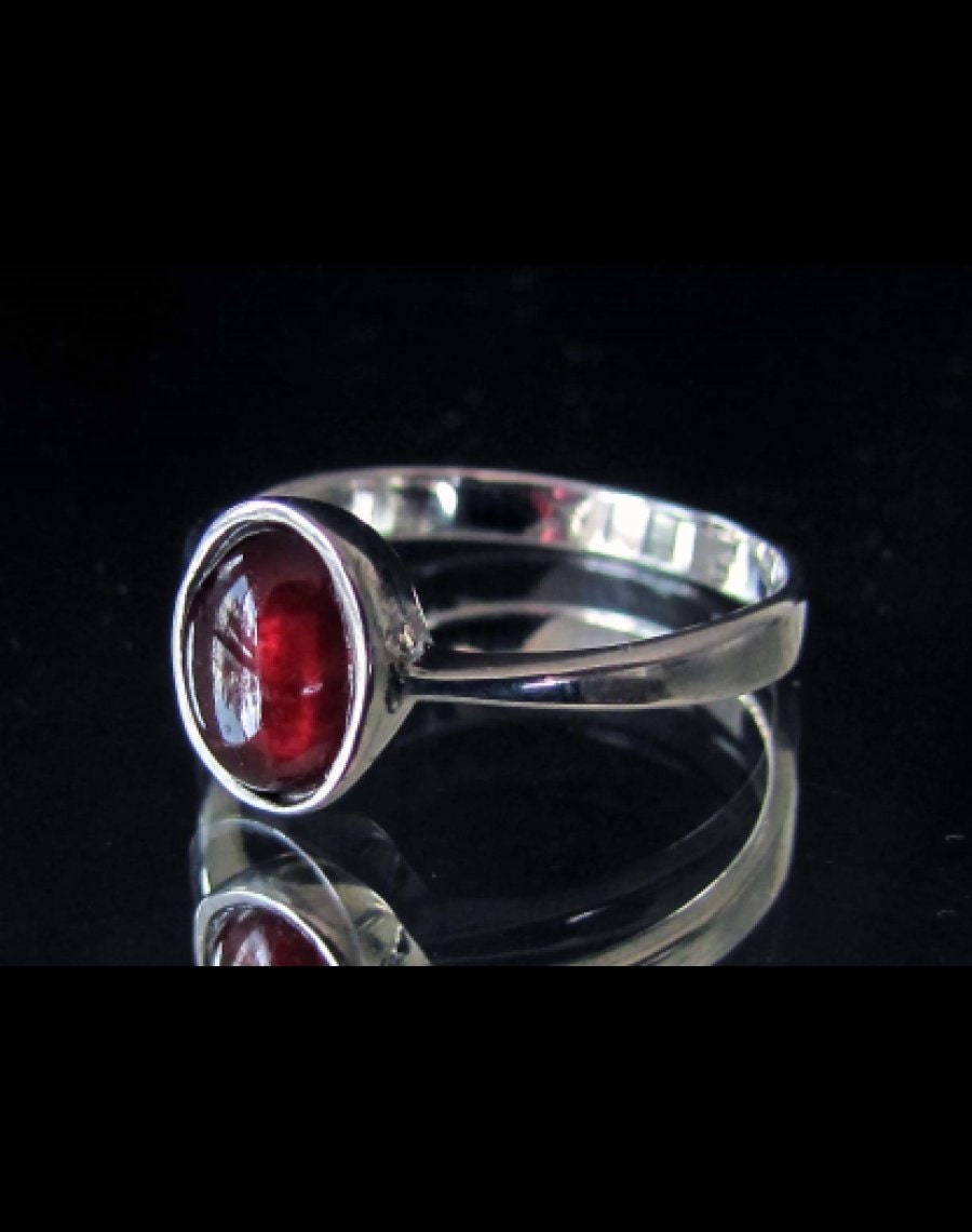 Elegant Sterling silver Gemstone ring with a natural Dark Red | Etsy