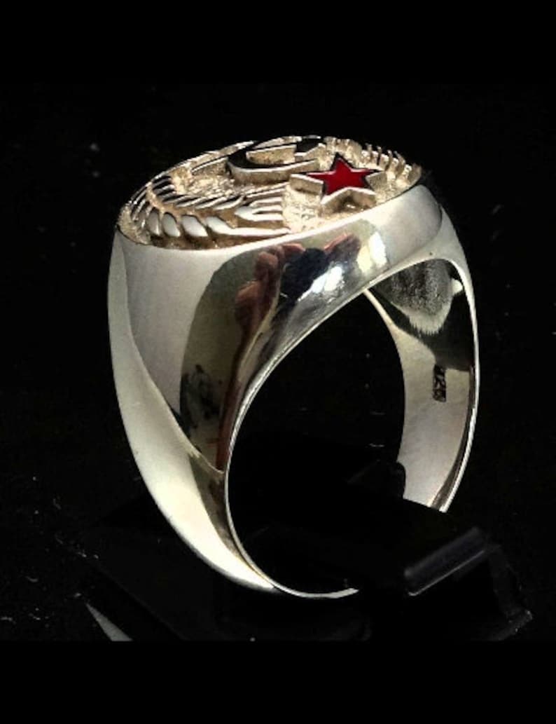 Sterling Silver Ring Hammer and Sickle in Laurel Wreath With Red Enamel ...