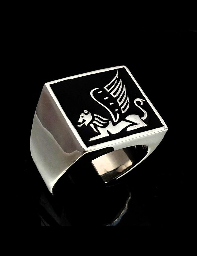 Sterling Silver Ring Winged Lion Sphinx Ancient Sumerian - Etsy