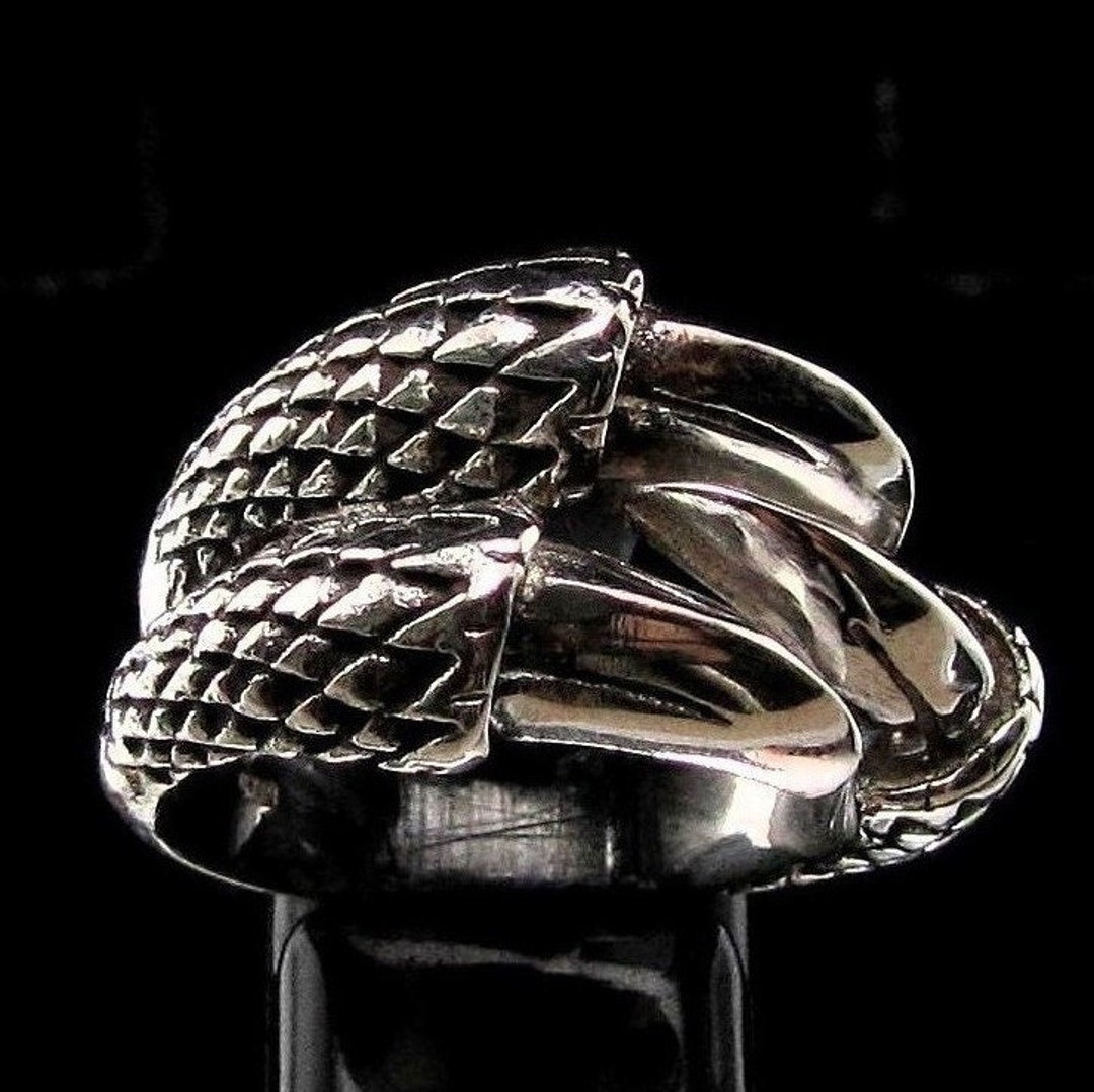 Sterling Silver Dragon Claw Ring With Three Talons Medieval - Etsy