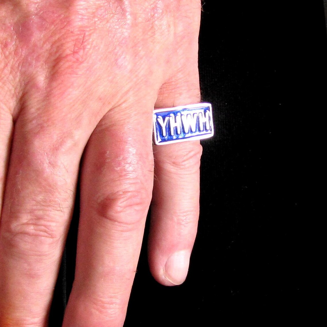 Sterling Silver Initial Ring YHWH Hebrew Name God of Israel - Etsy