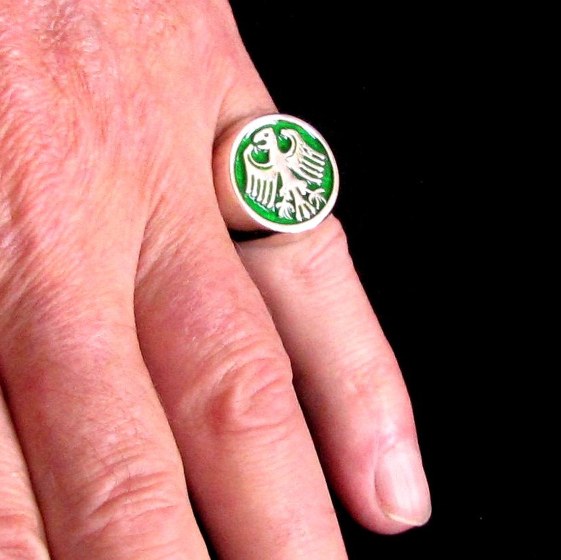 Sterling Silver German Eagle Flag Ring Germany Coat of Arms - Etsy