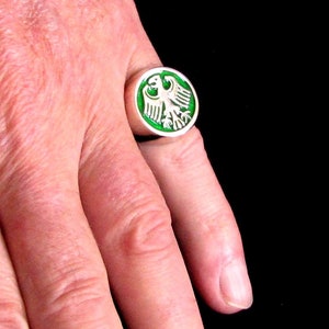 Sterling Silver German Eagle Flag Ring Germany Coat of Arms With Black ...