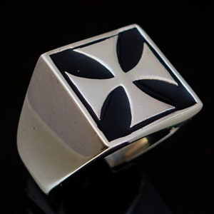 Sterling silver men's Biker ring Iron Cross Chopper symbol | Etsy