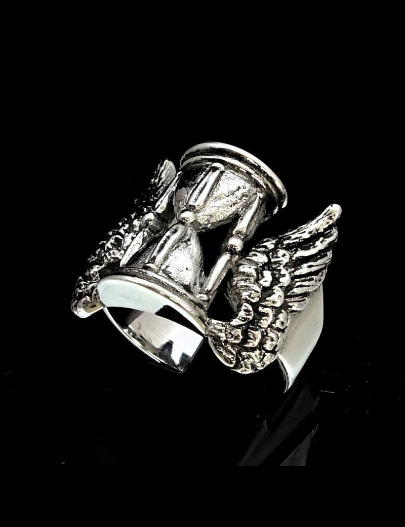 Sterling silver Freemasonry ring Winged Hourglass Masonic | Etsy