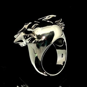 Sterling Silver Ring Vampire Skull Nosferatu With Two Blue Sapphire ...