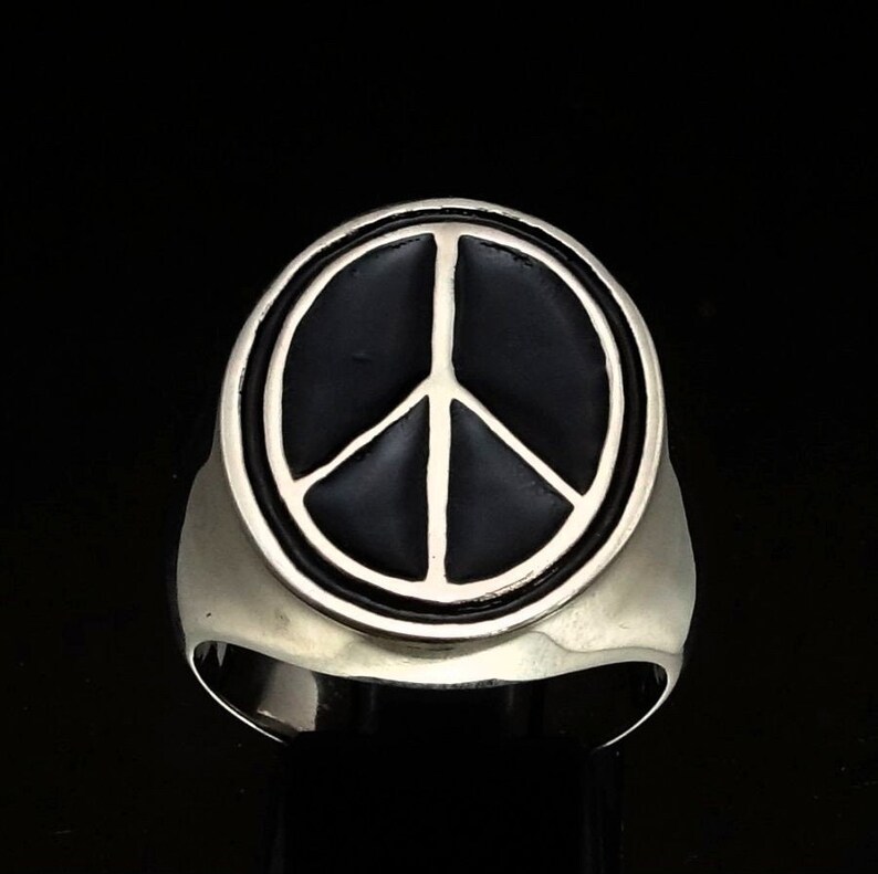 Sterling Silver Symbol Ring Freedom Peace Sign Nuclear - Etsy