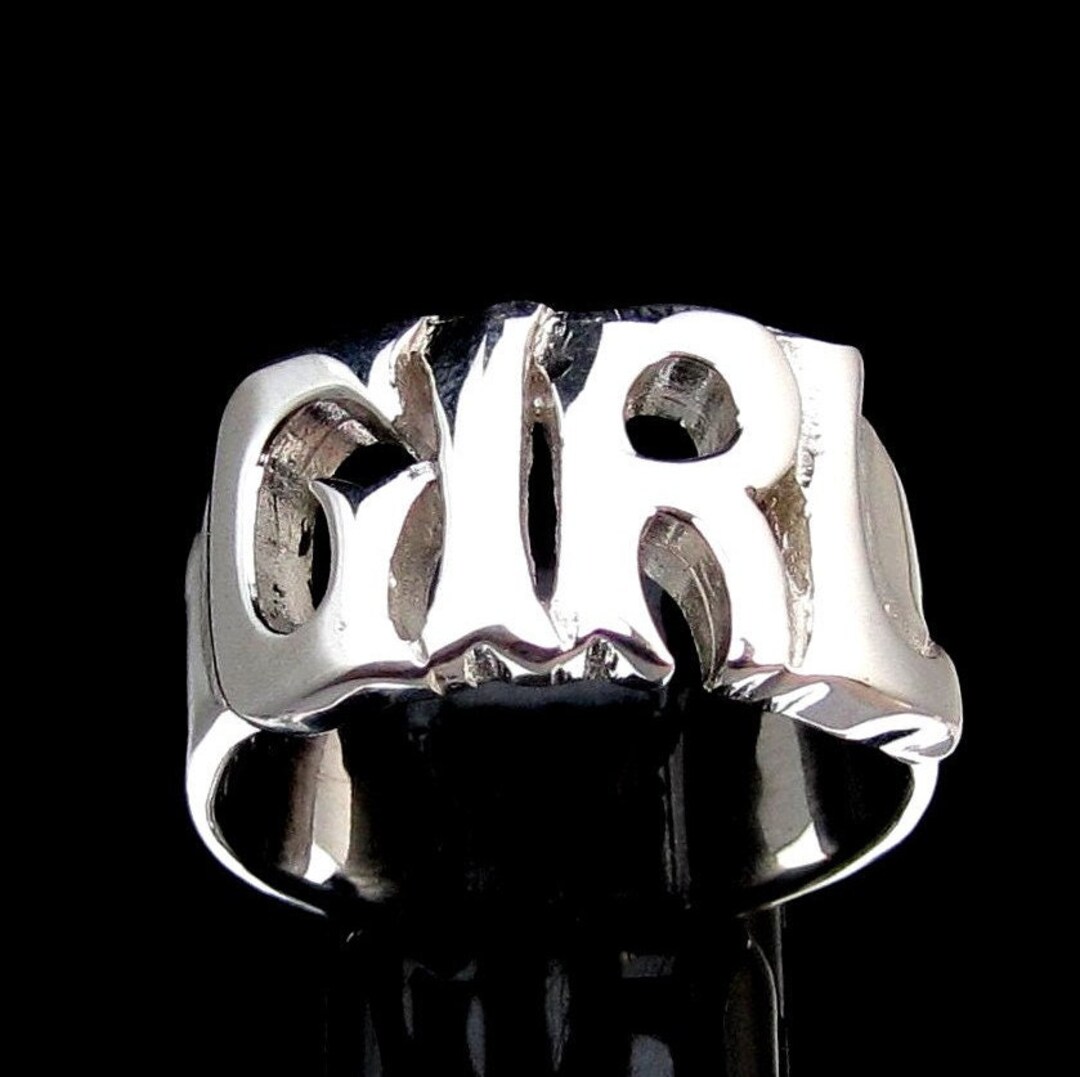 Sterling Silver Letter Ring Girl One Word Bold Letters High - Etsy