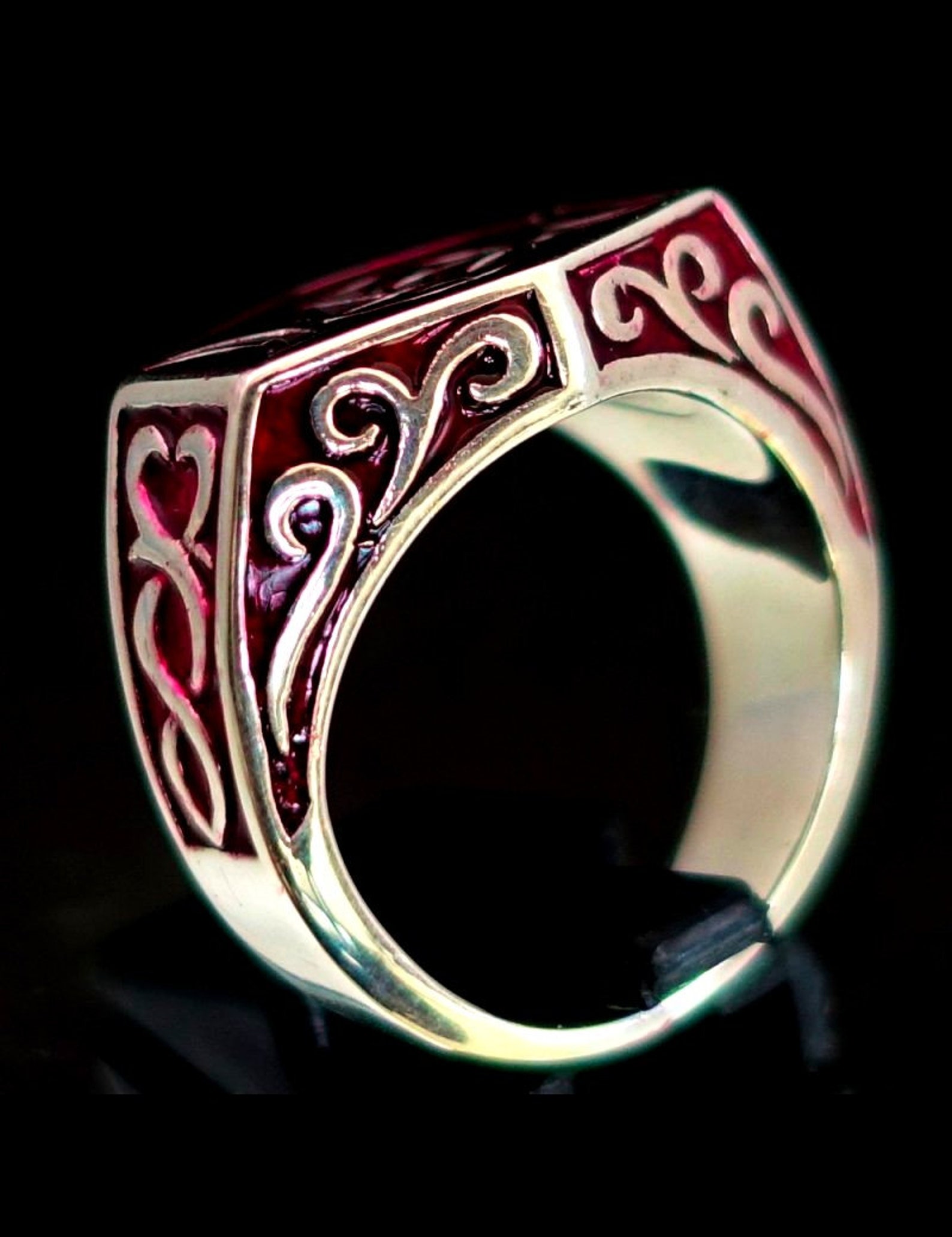 Sterling Silver Wicca Ring Triple Moon Pentagram Celtic Pagan - Etsy