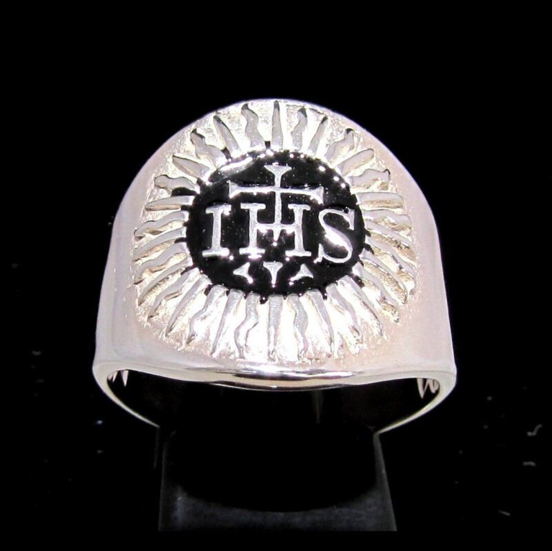 Sterling Silver Religious Symbol Ring IHS Christ Monogram - Etsy