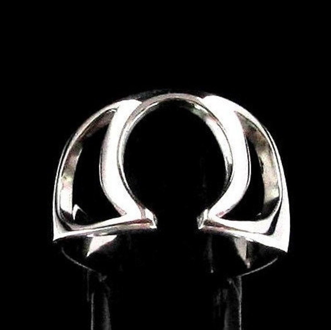 Initial Omega Sterling Silver Ring Greek Alphabet Capital - Etsy