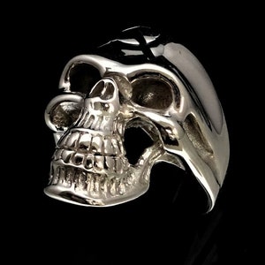 Sterling Silver Skull Ring Hammer and Sickle Communist Symbol in Black ...