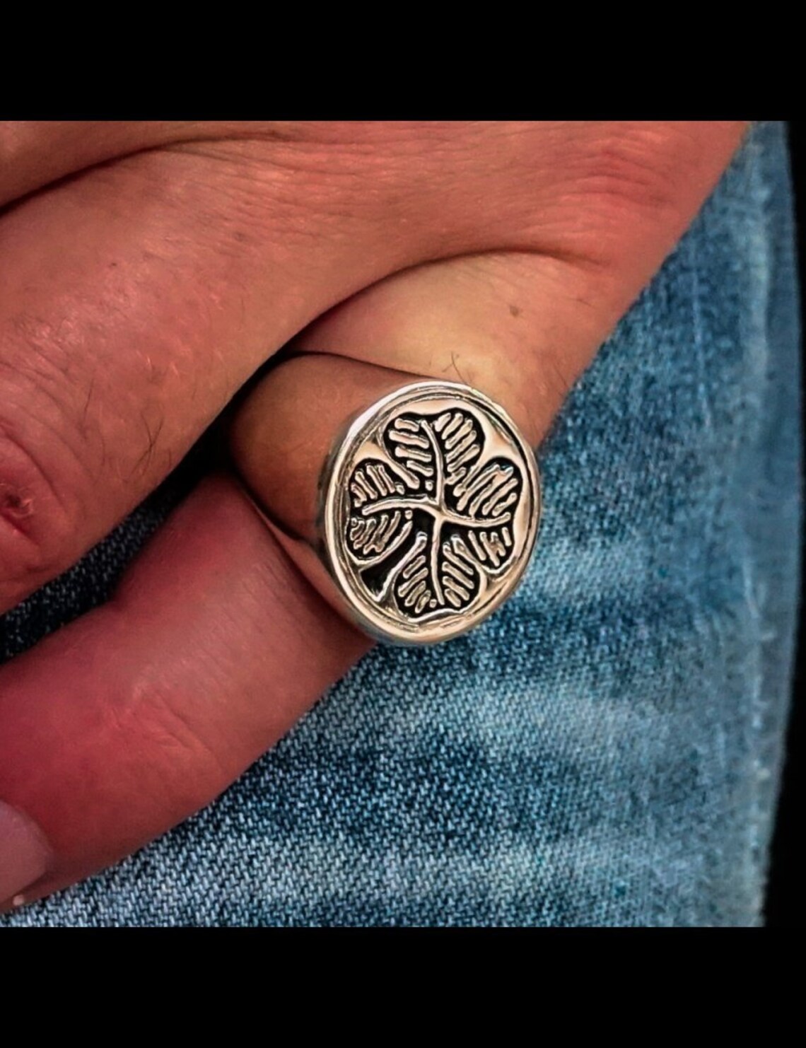 Sterling silver Lucky charm ring Shamrock 4 leaved Irish | Etsy