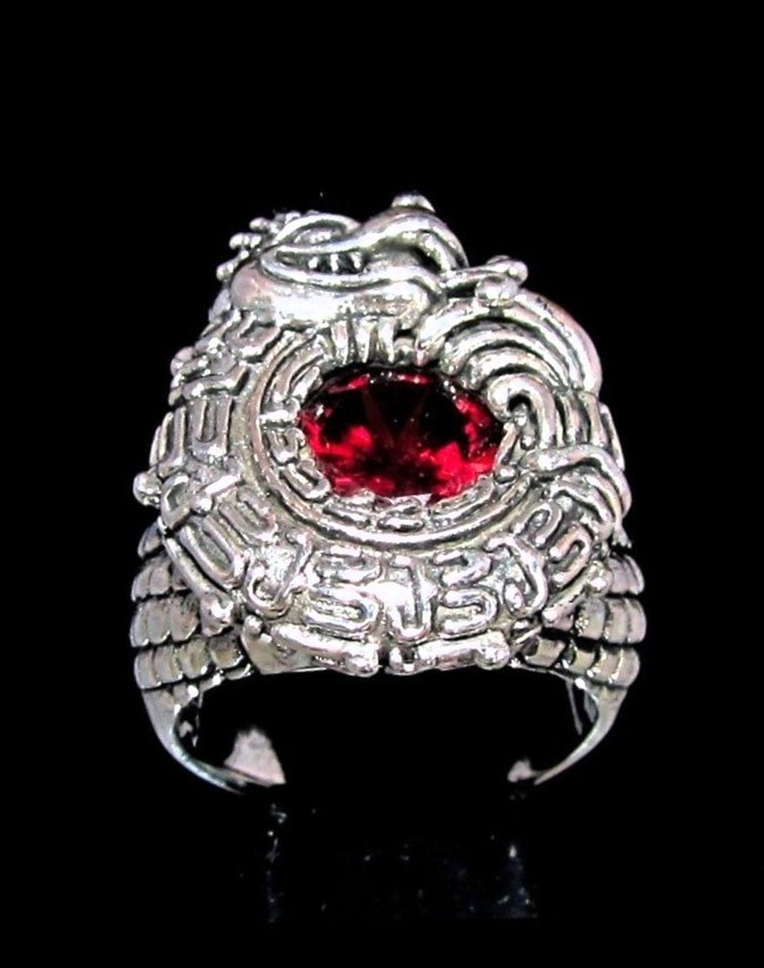 Sterling Silver Mayan Ring Quetzalcoatl Maya Dragon Feathered Serpent ...