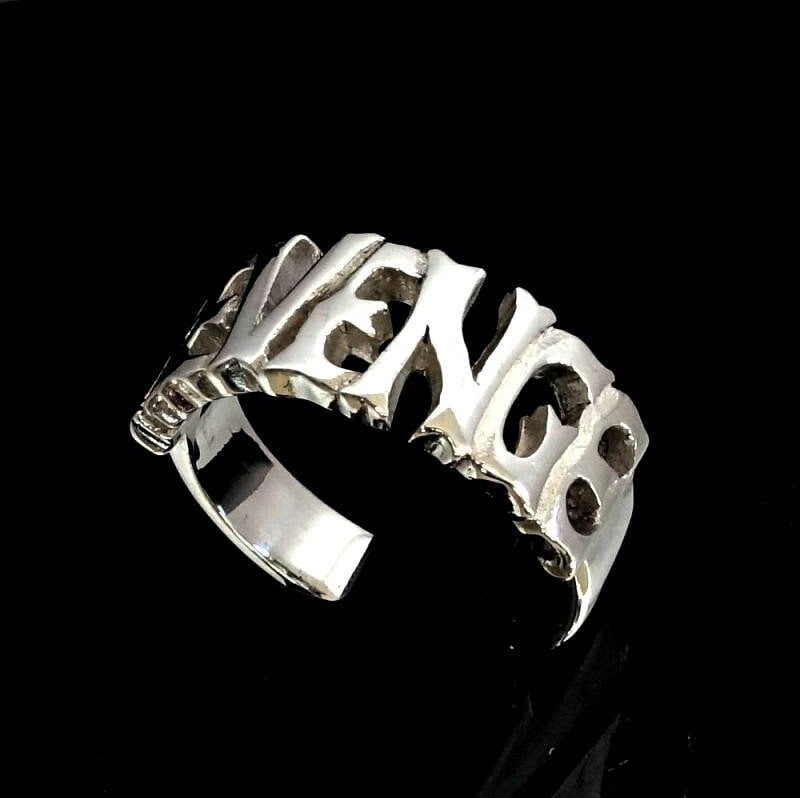 Sterling Silver Letter Ring Revenge One Word Bold Letters High - Etsy