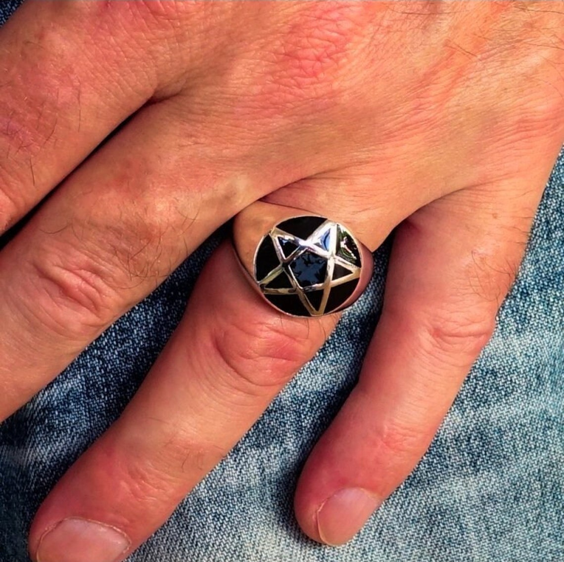 Sterling Silver Wicca Symbol Ring Celtic Pentagram Occult Five - Etsy