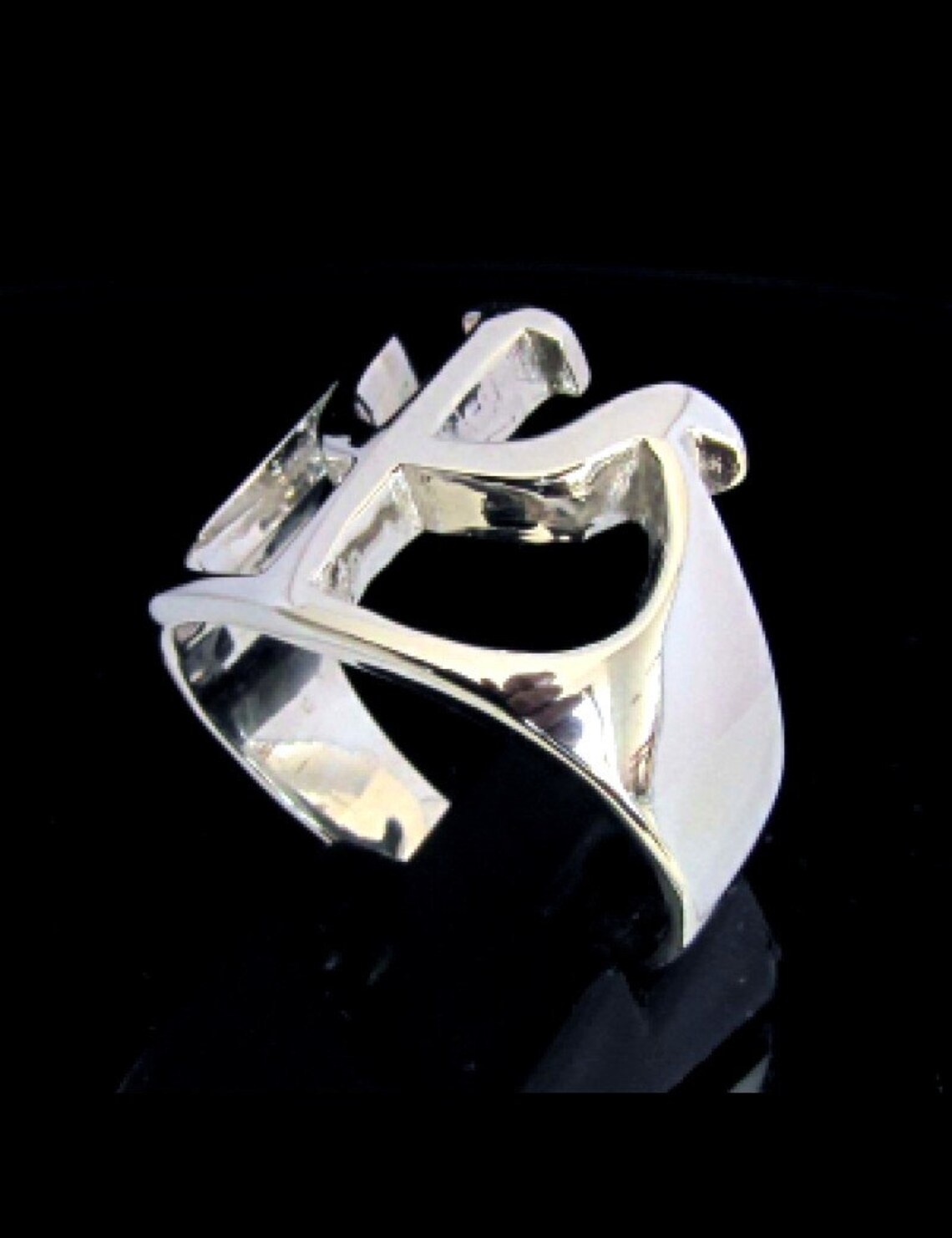 Initial Psi Sterling silver ring Greek alphabet capital letter | Etsy