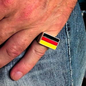 Sterling Silver German Flag Ring Germany With Black Red and Yellow ...