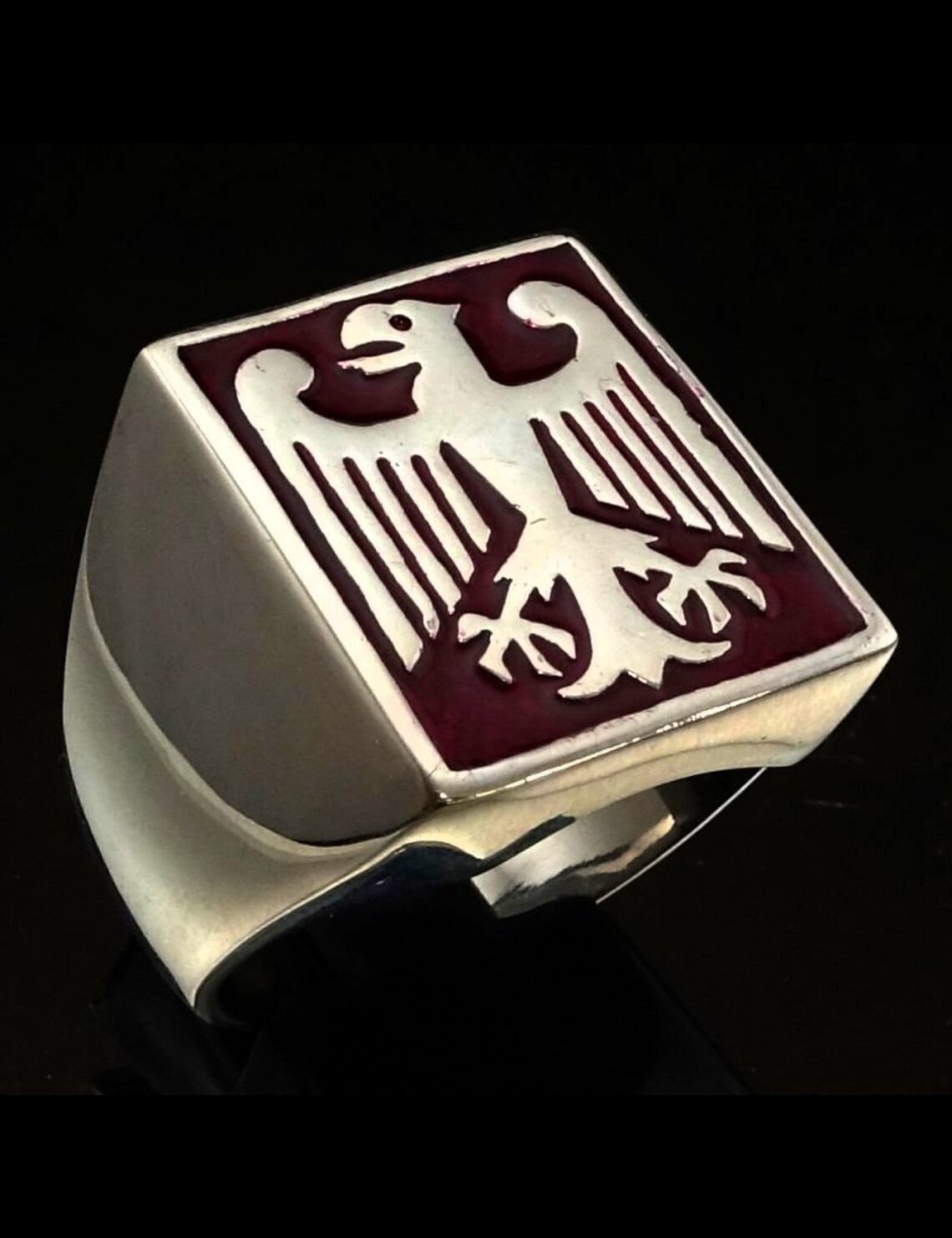 Sterling Silver Men's Ring German Eagle Flag Germany Coat - Etsy