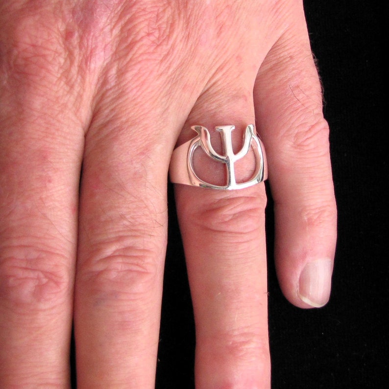 Initial Psi Sterling Silver Ring Greek Alphabet Capital Letter - Etsy