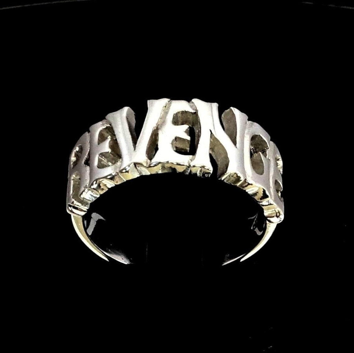 Sterling Silver Letter Ring Revenge One Word Bold Letters High - Etsy