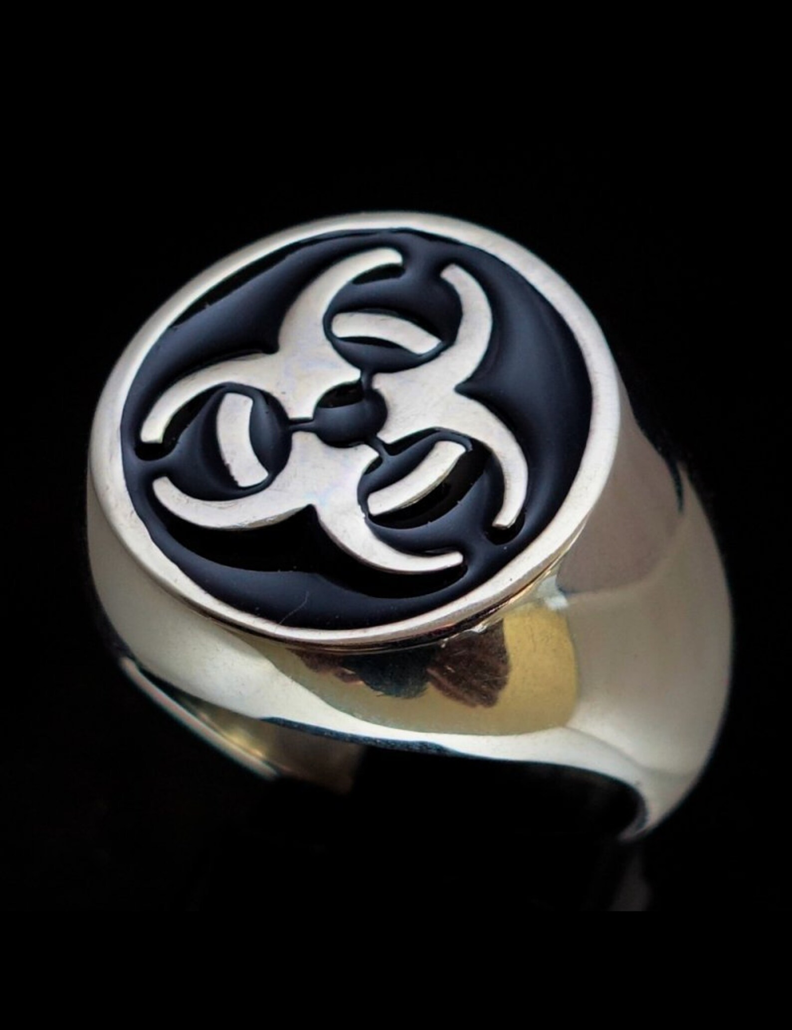 Sterling Silver Bio Hazard Symbol Ring Toxic Waste Warning - Etsy