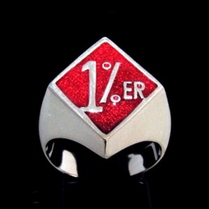 Diamond Shaped Sterling Silver Biker Ring One Percent Symbol 1 ...