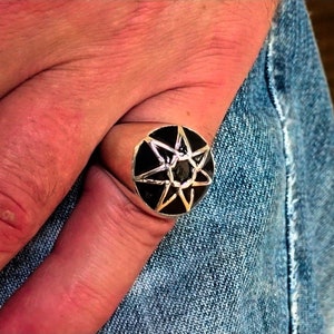 Sterling Silver Wicca Ring Fairy Elven Star on Dome Pagan Witchcraft ...