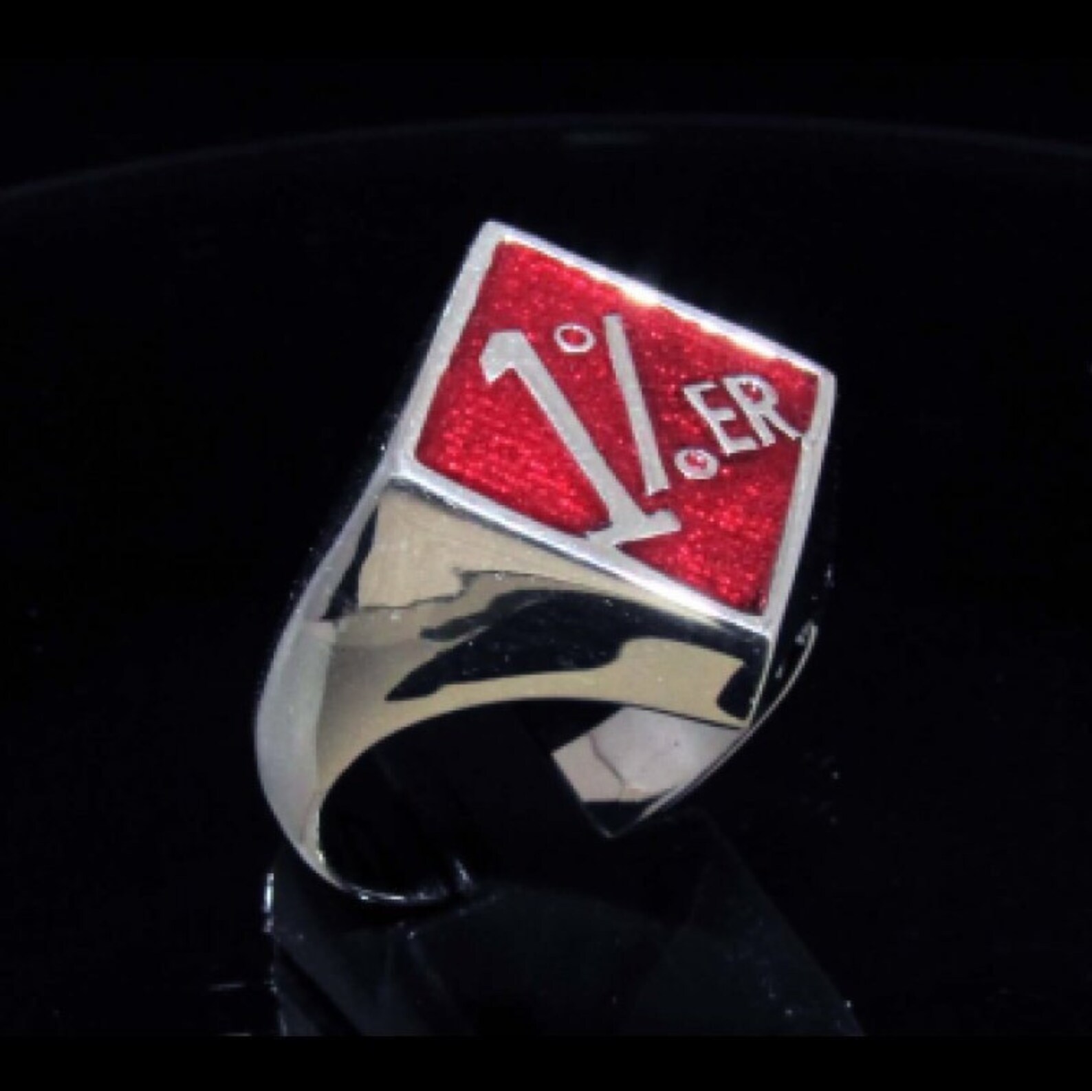 Diamond shaped Sterling silver Biker ring One percent symbol 1 | Etsy