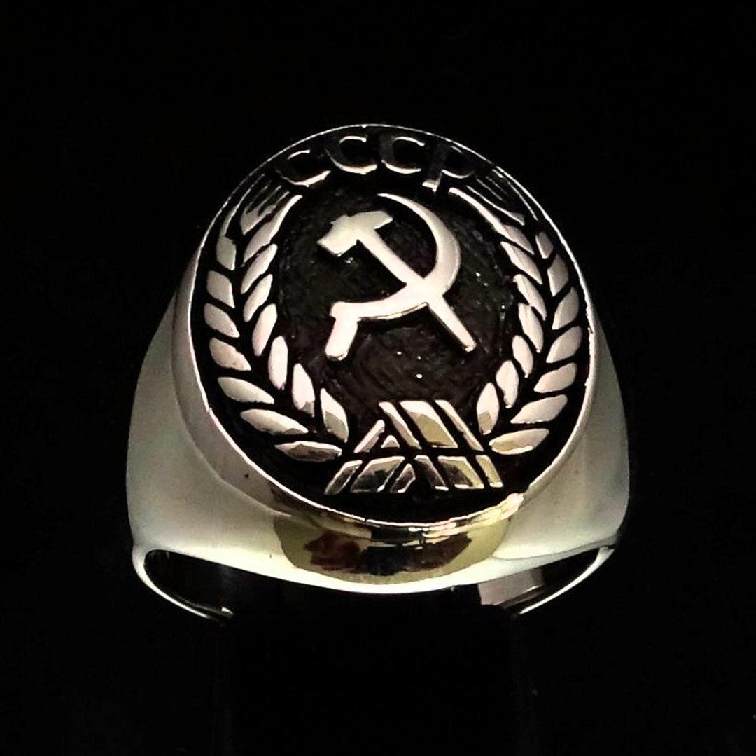 Sterling Silver Flag Ring Hammer and Sickle Communism Symbol Coat of ...