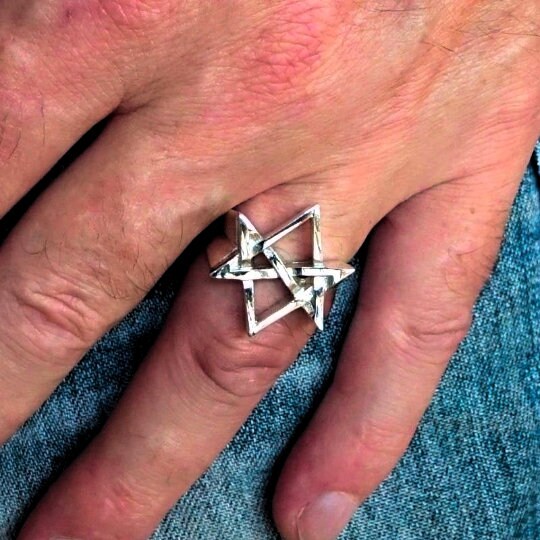 Sterling Silver Ring Aquarian Star Atlantis Unicursal Hexagram | Etsy