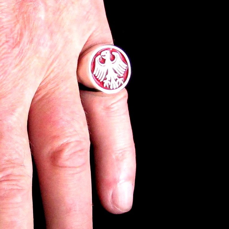 Sterling Silver German Eagle Flag Ring Germany Coat of Arms - Etsy