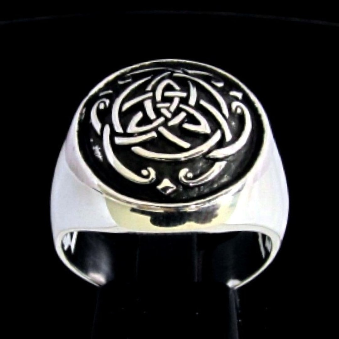 Antiqued Sterling Silver Triquetra Ring Celtic Trinity Symbol Irish ...