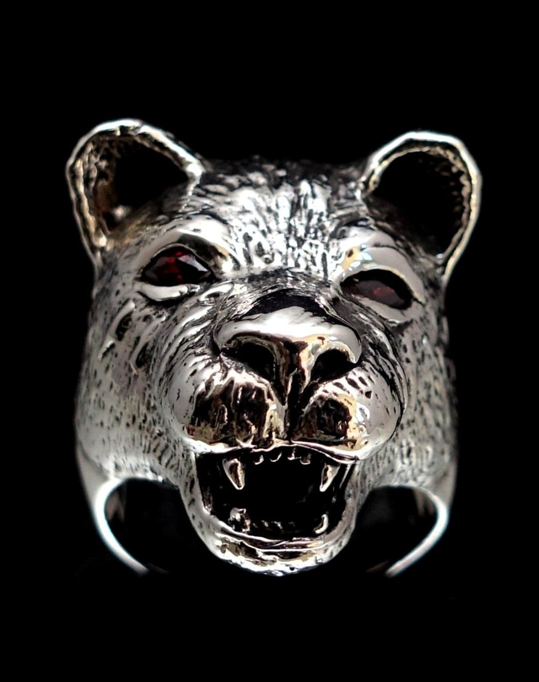 Sterling Silver Lioness Ring With Red CZ Eyes - Etsy