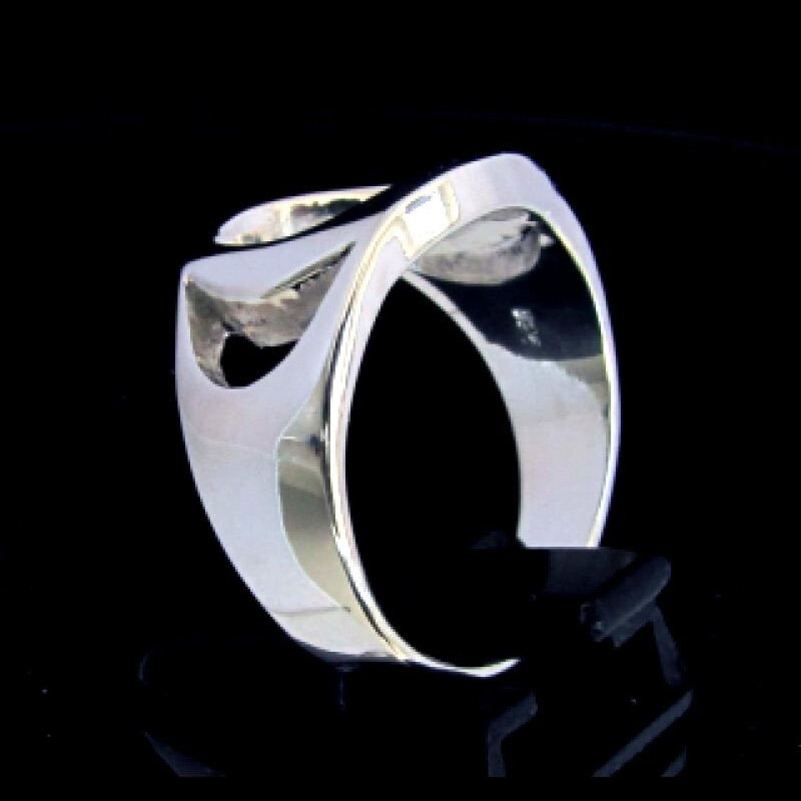 Initial Omicron Sterling Silver Ring Greek Alphabet Capital Letter High ...