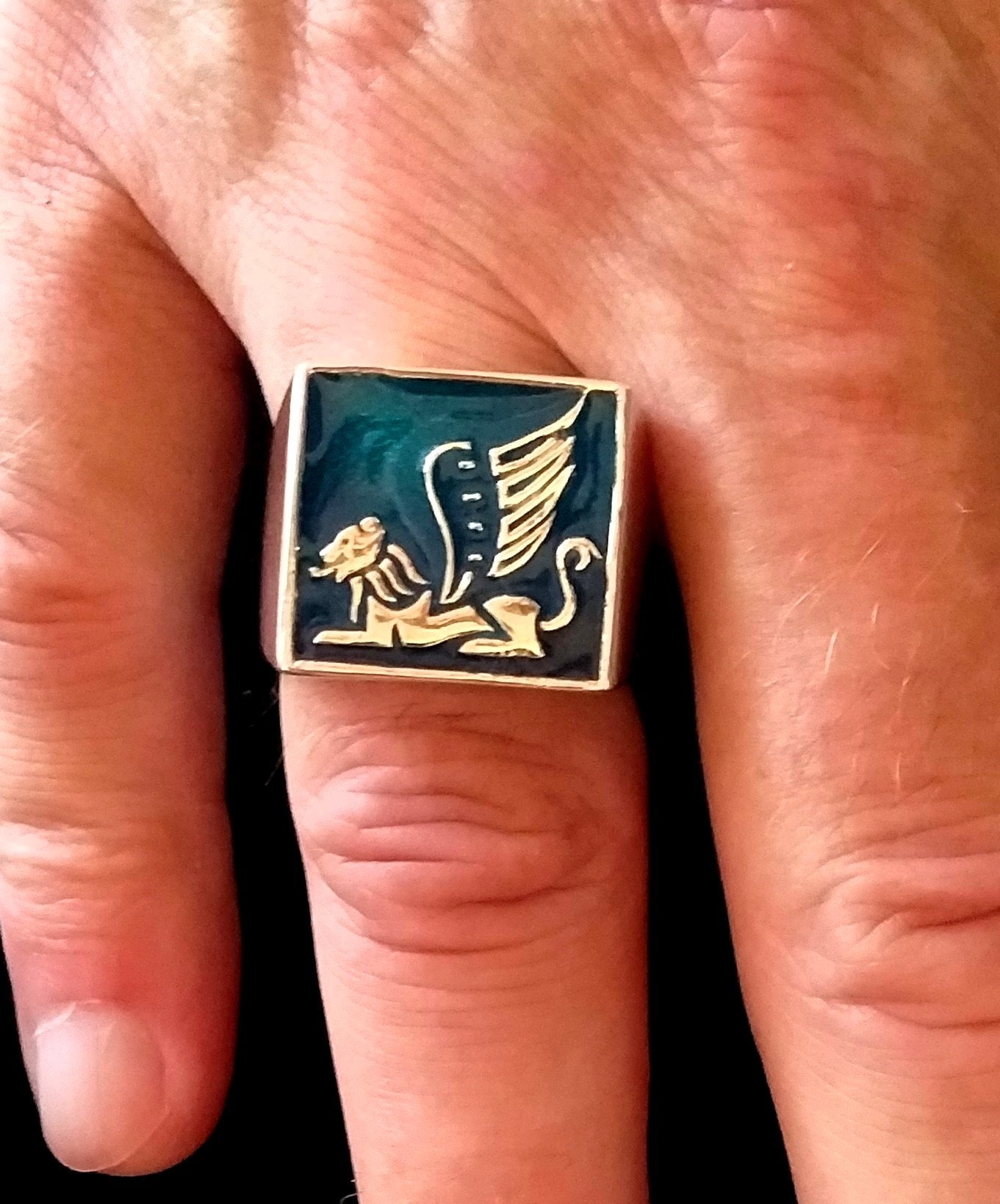 Sterling Silver Ring Winged Lion Sphinx Ancient Sumerian - Etsy UK