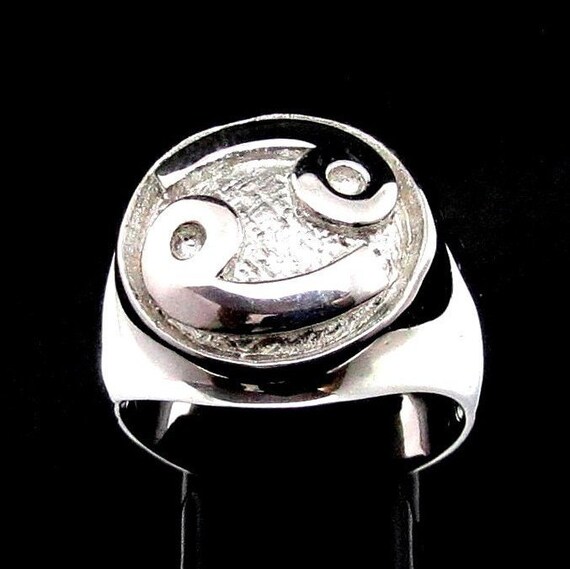 Sterling Silver Zodiac Ring Cancer 69 Symbol Star Sign June - Etsy UK