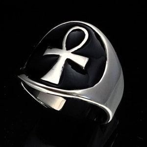 Sterling Silver Ankh Ring Ancient Egypt Big Ankh Symbol Eternal Breath ...